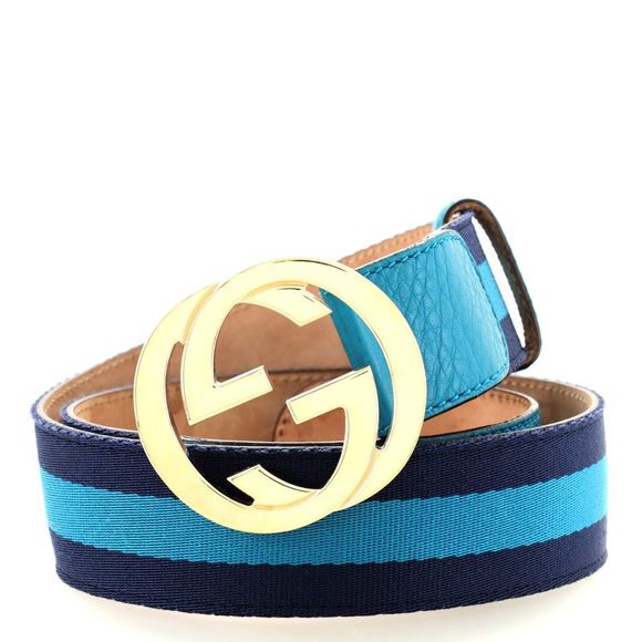 Gucci | Accessories | Gucci Interlocking G Web Belt Canvas And Leather ...